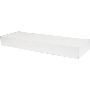 HIGH & MIGHTY 515601 Modern 18" Floating Shelf Holds up to 15lbs, Easy Tool-Free Dry Wall Installation, Flat, Retail Packaging, White