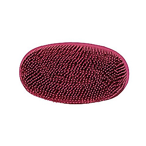 Grewal Equestrian Oval Face Grooming & Bathing Curry Brush for Horses, Dogs, Cats, & Other Pets - Very Soft Bristles (Pink)