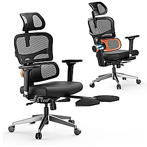 Newtral First Ergonomic Chair Adaptive Lower Back Support for Office, Reduces Lumbar 50% Pressure, auto Chasing Mechanism, Adjustable Headrest&Footrest, 4D Mesh, Black