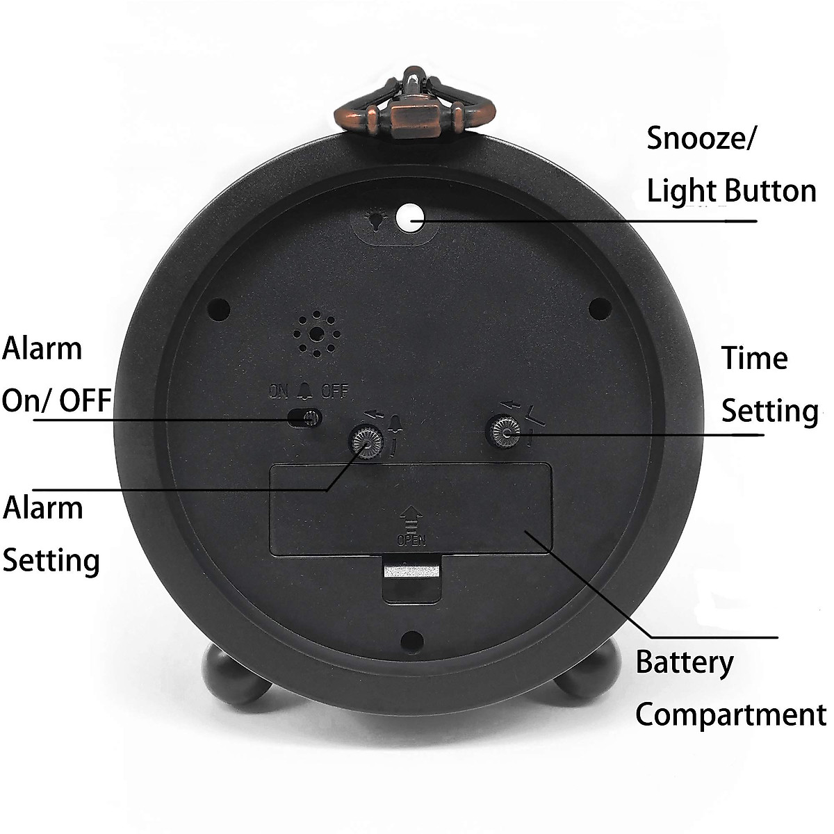 Vintage Retro Analog Alarm Clock, 4 inch Super Silent Non Ticking Small Clock with Night Light, Battery Operated, Simply Design, for Living Room, Bedroom, Bedside, Desk, Gift Clock (Arabic)