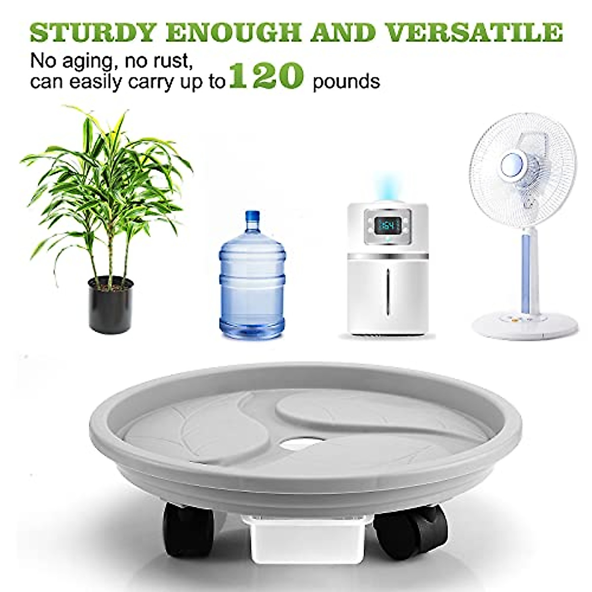 Looca Plant Caddy with wheels and Drainage Tray, 13”Rolling Plant Stand Flower Pot Mover, Planter Caddies Round Plant Dolly for Heavy Duty Planter, 3 Pack, Bearing 120 lbs