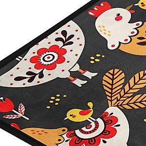 susiyo Kitchen Mat Cute Rooster Chickens Kitchen Rug Mat Anti-Fatigue Comfort Floor Mat Non Slip Oil Stain Resistant Easy to Clean Kitchen Rug Bath Rug Carpet for Indoor Outdoor Doormat
