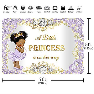 Aperturee Royal Princess Baby Shower Backdrop 7x5ft Little Girl Glitter Diamonds Purple Crown Photography Background Party Decorations Cake Table Banner Favors Photo Booth Studio Prop Supplies