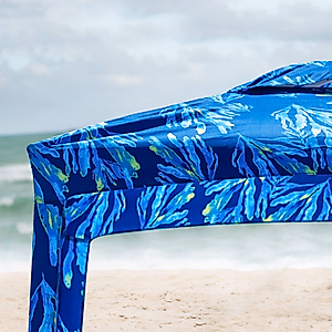 AMMSUN Beach Cabana, 6.2'×6.2' Beach Canopy, Easy Set up and Take Down, Cool Cabana Beach Tent with Sand Pockets, Instant Sun Shelter with Privacy Sunwall, Blue Paint