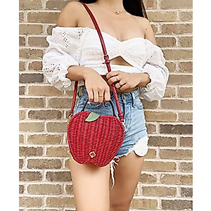 Kate Spade Honeycrisp Apple Red Wicker Basket Crossbody Bag Handbag Novelty