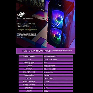 Cooler Master MasterFan MF200R ARGB 200 mm Addressable RGB Fan,5V/3-PIN,NOT Work with 4-PIN RGB or Standard RGB+12V