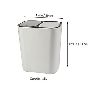 Kisangel 1pc Dual Trash Can for Recycling and Trash Garbage Can with Lid Trash Can Kitchen(15L)