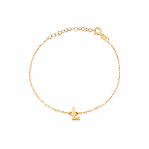 GELIN Initial Bracelet in 14K Solid Gold | 14k Yellow Gold Letter L Charm Bracelets for Women | Adjustable 6-7", A-Z All Initials