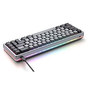 DROP ALT High-Profile Mechanical Keyboard — 65% (67 Key) Gaming Keyboard, Hot-Swap Switches, Programmable Macros, Backlit RGB LED, USB-C, Doubleshot PBT, Aluminum Frame (Kaihua Speed Silver, Gray)