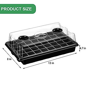 Youeon 6 Pack Seed Starter Tray with Adjustable Humidity Dome, Seed Starter Kit 240 Cells Total Tray, Garden Propagator Set with Planter Labels and Seedling Tools, Seedling Tray Kits, Black