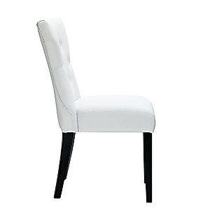 Modway Silhouette Modern Tufted Vegan Leather Upholstered Parsons Dining Chair in White, One