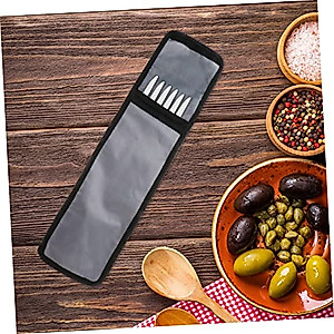 YARNOW 1pc Storage Bag Travel Set Mesh Bags for Travel Storage Bags for Travel Grill Skewers for Outdoor Grill Grilling Sets Barbecue Stick Container Picnic Grill Skewer Bag Earth Tones