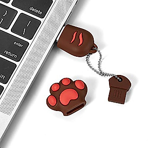 USB Flash Drives, 8GB / 16GB / 32GB / 64GB Waterproof USB 2.0 USB Memory Stick Data Storage Pendrive Thumb Drives (64GB, Brown Paw)