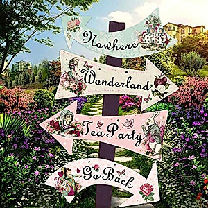 Truly Alice Arrow Hanging Signs Cutouts for Tea Party Decoration 10 Pcs
