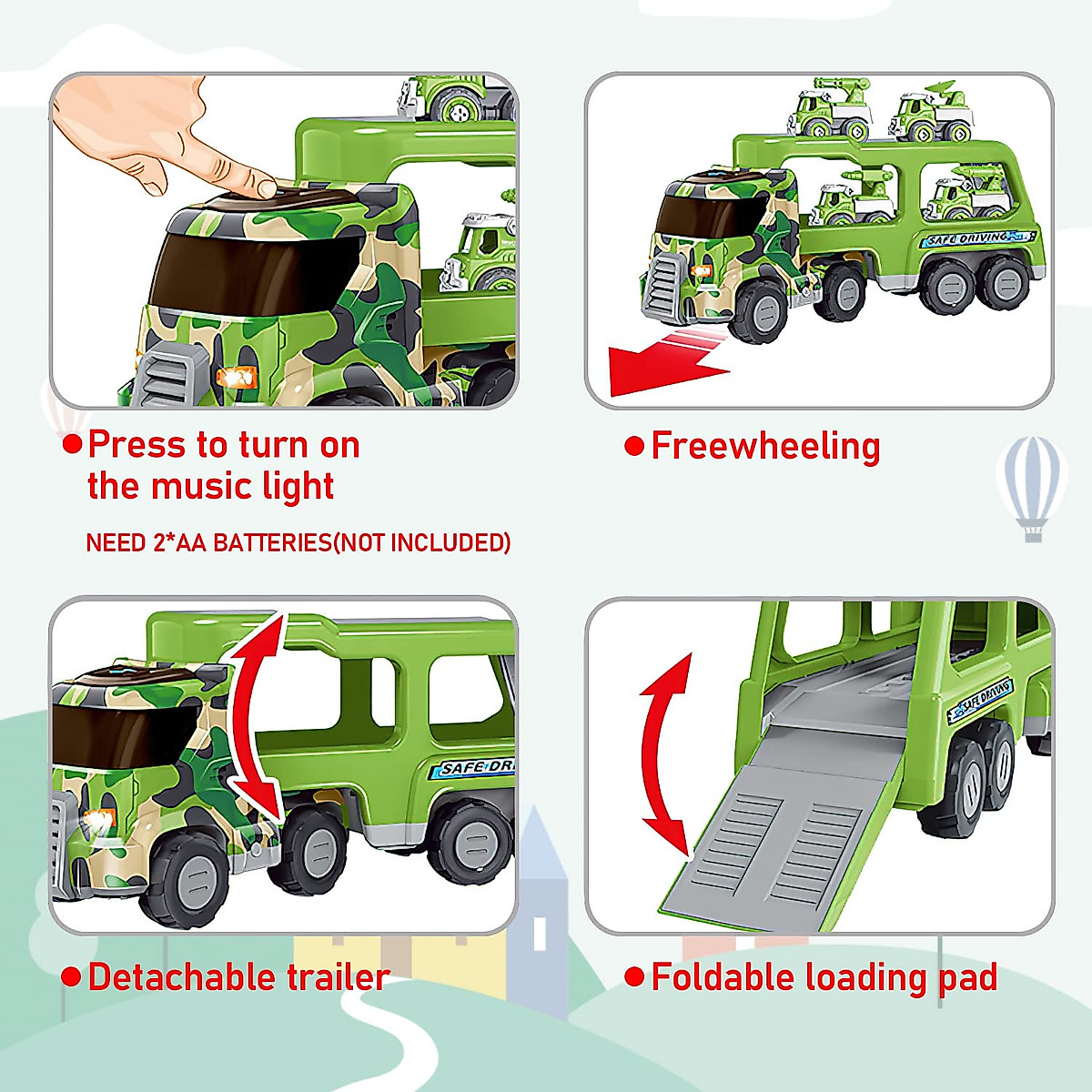 Rydohi Kids Toys Car for Boys : Toddler Truck Toys DIY Take Apart with Map Mat 5 in 1 Carrier Vehicle Construction Toys for Kids Age 3 4 5 6 7 Birthday Party for Kids Gifts