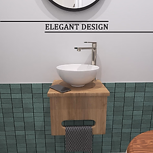 J-FAMILY 11'' Small Vessel Sink Bowl Bathroom Above Counter Vanity Sink Round White Ceramic Small Lavatory Wash Hand Basin