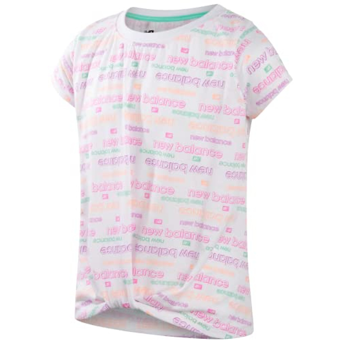 New Balance Girls' Jogger Set - Short Sleeve Performance T-Shirt and Sweatpants (7-16), Size 7-8, White Mint