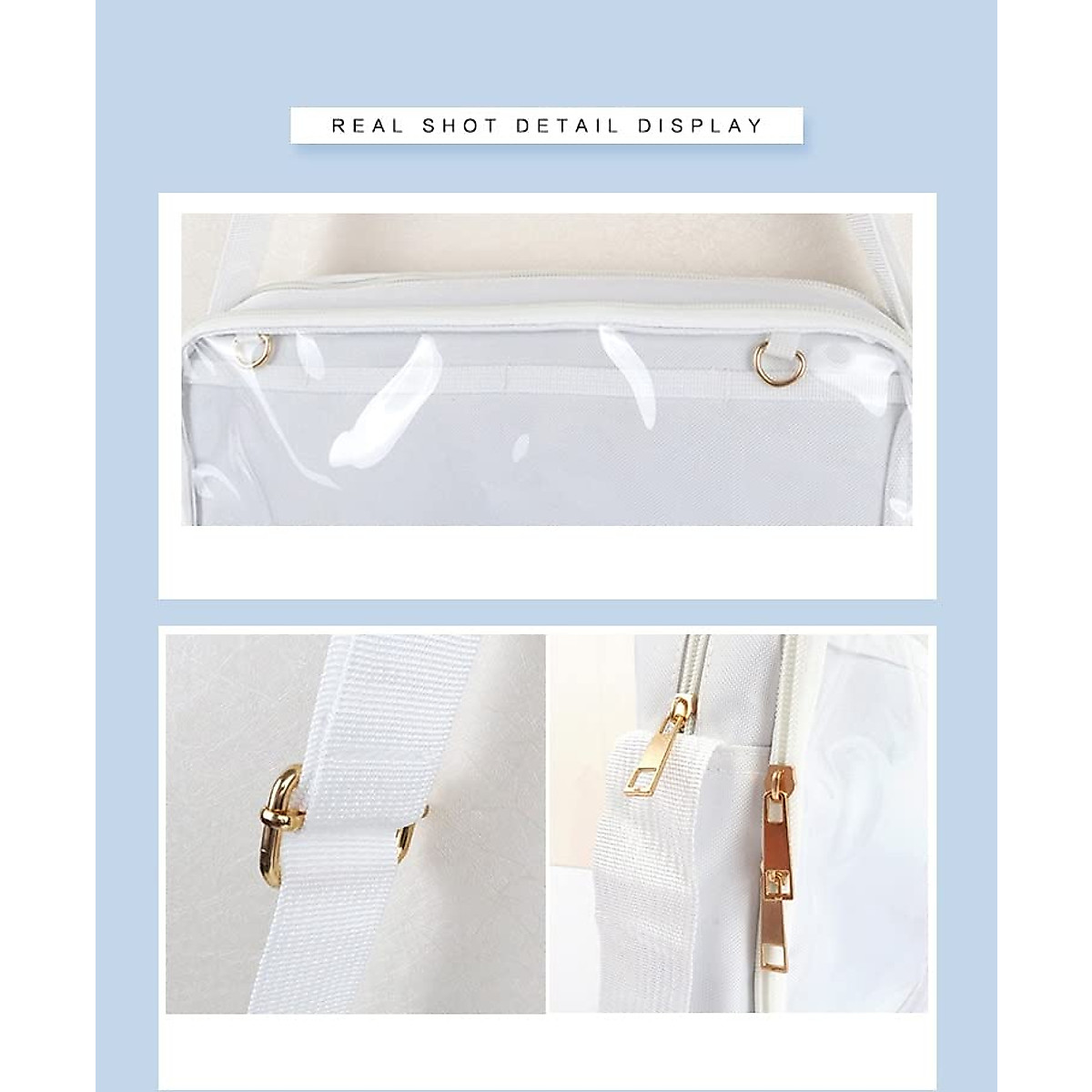 Ita Bag with Insert Large Canvas Shoulder Tote Ita Purse for Cosplay Transparent Canvas Ita Bag (pink)