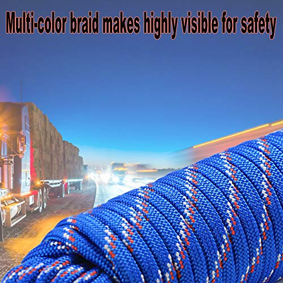 Wellmax Diamond Braid Nylon Rope - 3/8 Inch by 50 Feet Blue Color - Extra Strength, Sunlight and Weather Resistant - Heavy Duty Construction