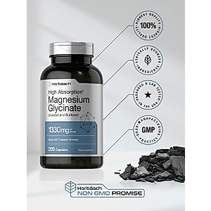 Horbäach Buffered Magnesium Glycinate | 1330mg | 250 Capsules | with Chelated Minerals | Non-GMO, Gluten Free