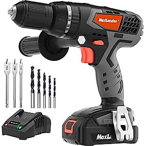 Cordless Drill, Maxlander 20V 1/2'' Drill Set with 1.5Ah Battery and Charger, Power Drill Cordless for Concrete Wall, Wood, Metal - Variable Speed