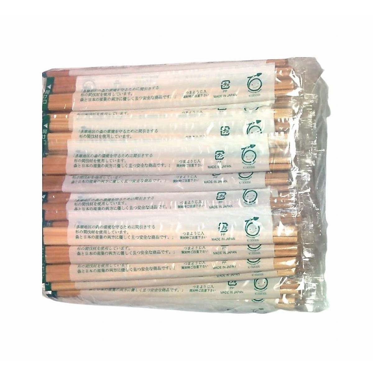 Made in Japan Disposable Chopsticks Home-grown Japanese Cedar (thinning residues) 100 Pairs (film packaged individually)
