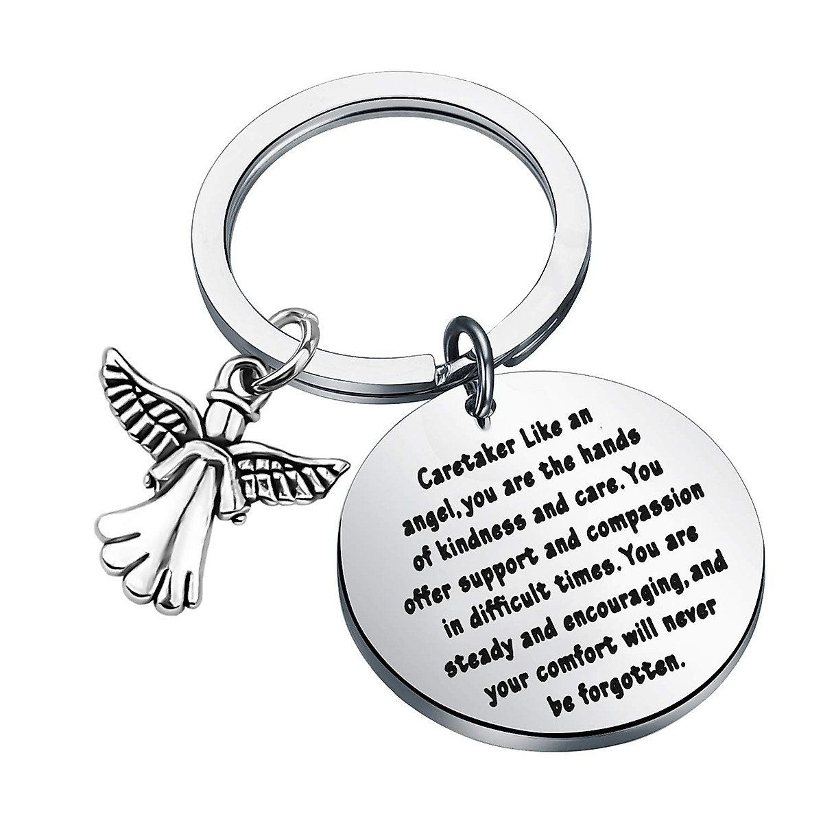 LQRI Caretakers Gift Caregivers Gift Caretaker Like An Angel You Are The Hands of Kindness and Care Keychain Babysitter Nanny Daycare Nurse Caretakers Thank You Gift (sliver)