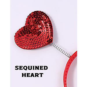 YBHOMINE Red Valentines Day Headband With Heart Sunglasses Heart Shaped Sequin Headband Valentines Hair Accessories for Women and Girls