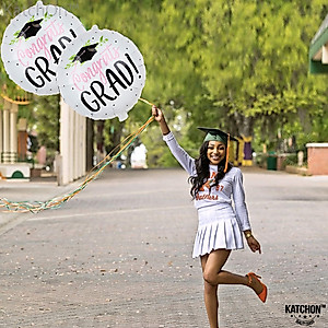 KatchOn, Big Congrats Grad Balloons - 18 Inch | Graduation Balloon, Congratulations Balloons for Graduation Decorations Class of 2024 | Pink Graduation Balloons 2024, Graduation Party Decorations 2024