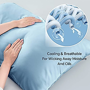 BEDELITE Pillow Cases Standard Size Set of 2, Rayon Derived from Bamboo, Cooling Pillow Cases for Hot Sleepers & Night Sweats, Breathable and Silky Soft Envelope Pillowcases(Blue, 20"x26")