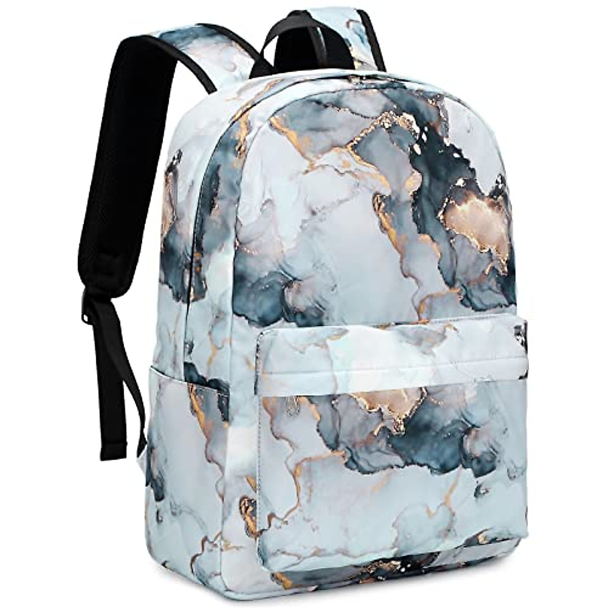 JIANYA Backpack for Teen Girls Boys School Backpack with Lunch Box Marble Kids Book Bag Schoolbag