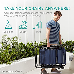 Best Choice Products Set of 2 Adjustable Steel Mesh Zero Gravity Lounge Chair Recliners w/Pillows and Cup Holder Trays - Gray Stripes