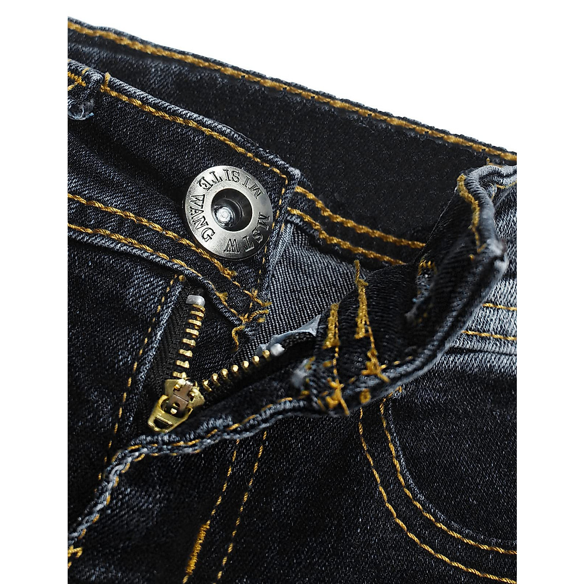 KIDSCOOL SPACE Baby Girl Boy Jeans,Little Kid Elastic Band Inside Ripped,Embroidered Decor Denim Pants,Black,12-18 Months