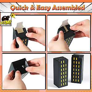 Motiskyy 12 Pcs Hero Party Favor Boxes Skyscraper City Gift Boxes Hero Theme Party Treat Boxes Candy Goodies Boys Girls Birthday Party Decorations Supplies (Black Hero)