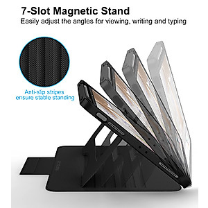 Bostone iPad Pro 12.9 Case 2021 5th Generation, 7 Viewing Angles Magnetic Stand, Smart Auto Sleep/Wake Protective iPad Pro 12.9 Case Cover Shockproof with Pencil Holder, Black