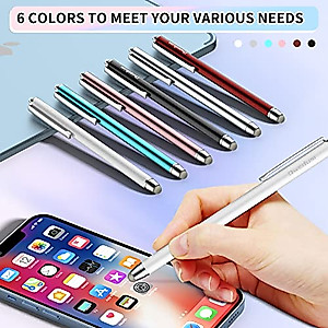 Stylus Pens for Touch Screens (6 Pack), High Sensitivity Fiber Tip Stylus Pen with Clip for Apple iPad, iPhone, Android, Tablets, Samsung, Galaxy
