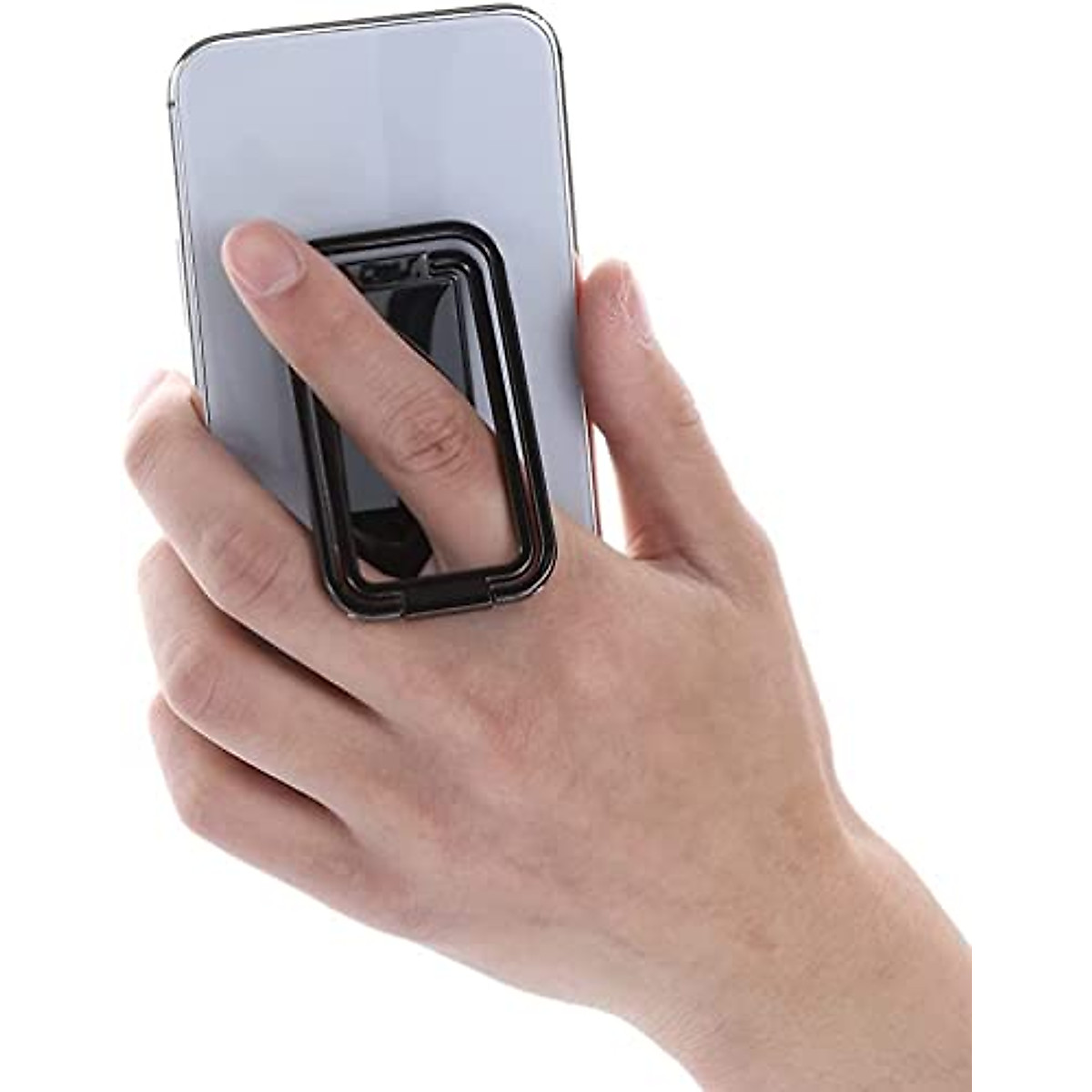 NLQHOPTS Foldable Phone Ring Stand Holder Finger Kickstand, Adjustable 360ºRotation Cell Phone Ring Grip for Office Desktop&Magnetic Car Mount ,Compatible with All Smartphones (Black)