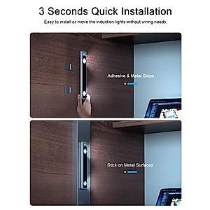 Under Cabinet Lights, Wireless Motion Sensor Light Indoor, Black 10in LED White Lighting Rechargeable Battery Operated,4 Modes Night Light, Stick-On Magnetic Closet Lights for Kitchen, Hallway(2 Pack)