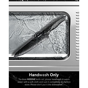 MIDONE Knife Set with Block, 17 Pieces Kitchen Knife Set with Built in Knife Sharpener Block, German Stainless Steel Knife Block Set, Elegant Black