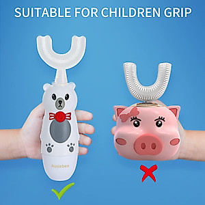 RAXIFU Automatic Electric Toothbrush for 2-6 Years Kids, Ultrasonic Toothbrush for 4-9 Years Children, U Type Whitening Kids Electronic Toothbrush(Pink White 2 Pack)