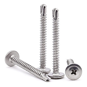 50pcs #10 x 2 Phillips Wafer Head Self Drilling Screw, 410 Stainless Steel, Modified Truss Head Quick Self Tapping Screws for Sheet Metal, Wood, Plastic, Without Pre-drilled Holes