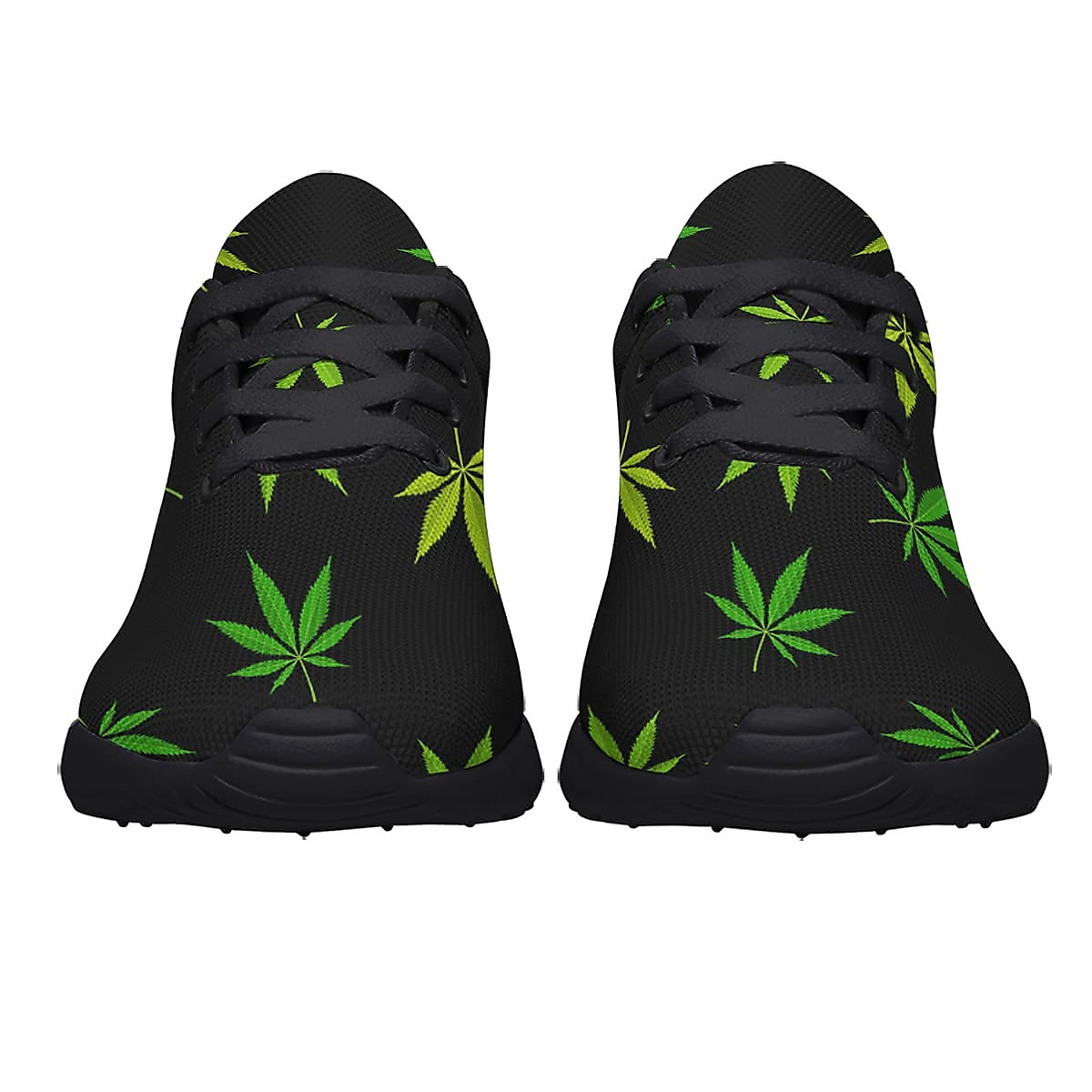 Weed 420 Shoes - Men Women Lightweight Breathable Cannabis Leaf Running Sneakers, Sport Athletic Tennis Shoes for Marijuana Lover Black Size 7