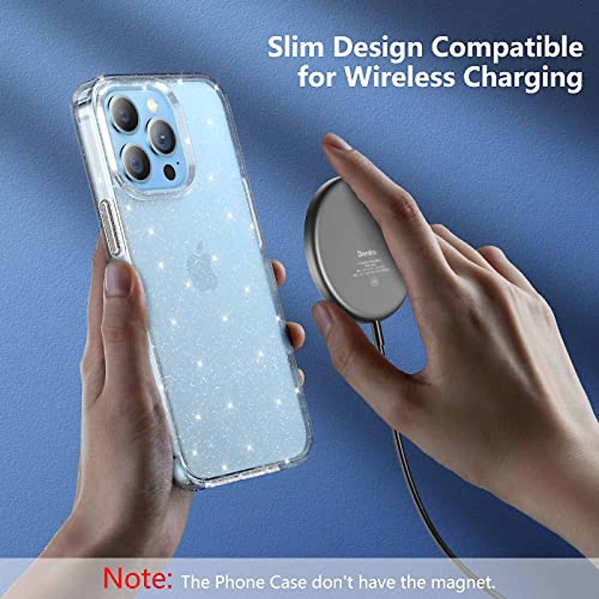 Compatible for iPhone 13 Pro Glitter Case Clear Crystal, Not Yellowing Shockproof Protection iPhone 13 Pro Glitter Case, Slim Thin Cover for Women & Girls 6.1P'', Sparkly Clear