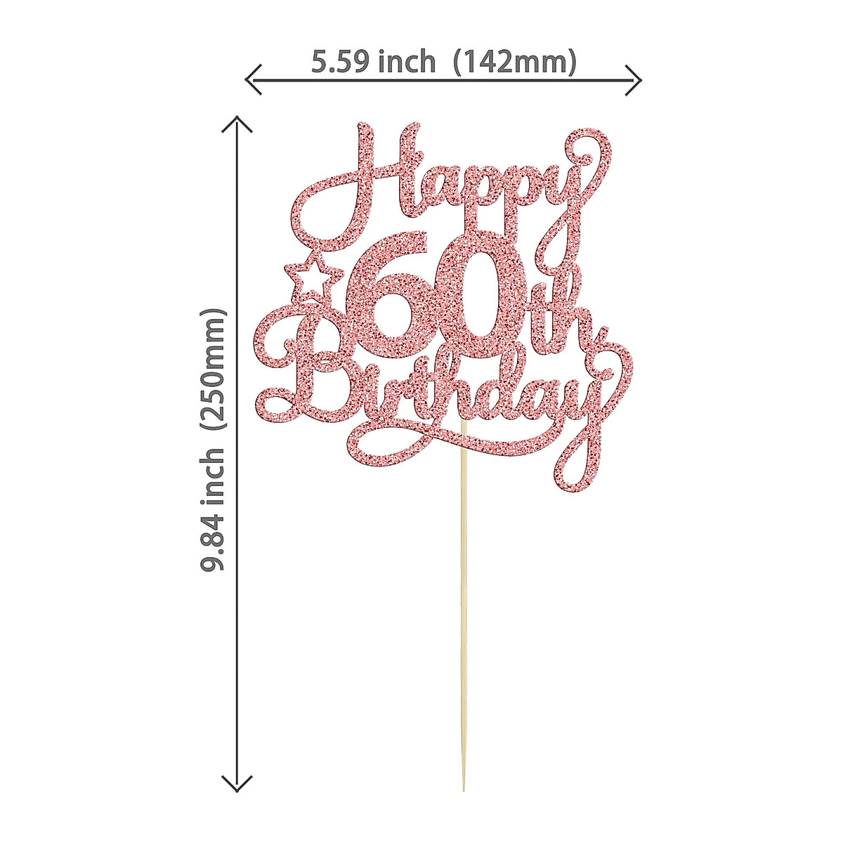 1 Pack Happy 60th Birthday Cake Topper Rose Gold Glitter 60 & Fabulous Cheers to 60 Years Old 60th Birthday Cake Pick for Celebrating 60th Birthday Anniversary Party Cake Decorations Supplies