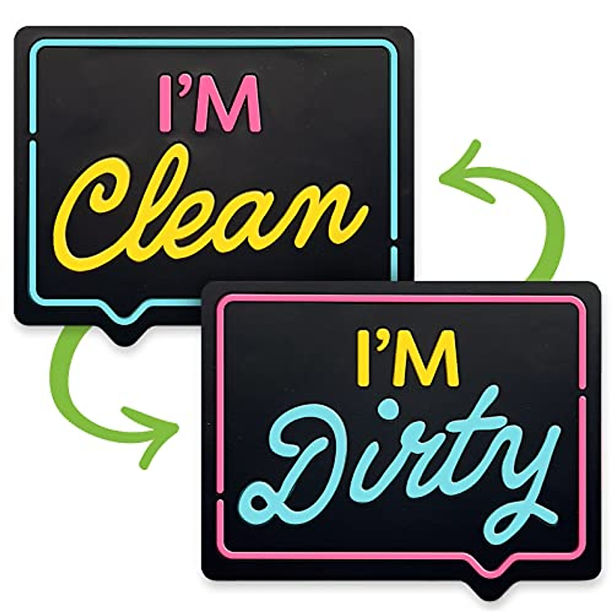 Dishwasher Magnet Clean Dirty Sign Indicator - 3.5 x 2.8 inches - Double Sided with Bonus Magnetic Plate - Clean Dirty Magnet for Dishwasher Accessories - Apartment Must Haves Kitchen Necessities
