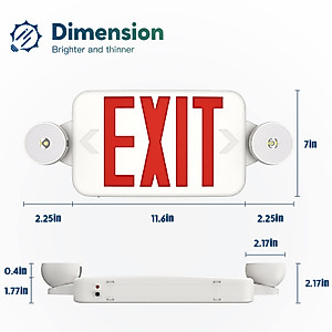 FREELICHT 10 Pack Exit Sign with Emergency Lights, Two LED Adjustable Head Emergency Exit Light with Battery, Exit Sign for Business