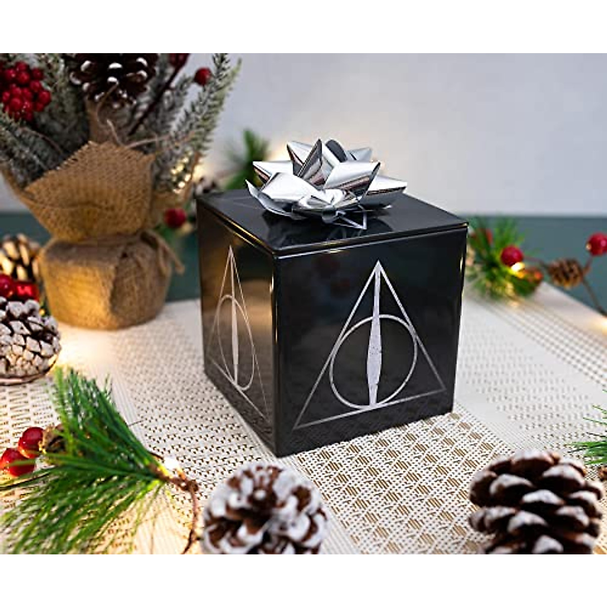 Ukonic Harry Potter Deathly Hallows Tin Storage Box Cube Organizer with Lid | 4 Inches