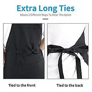 HXORBIS 1 Pack of Black Adjustable Bib Apron, Waterproof, with 2 Pockets, Neck Strap and Extra Long Tie, Cooking Kitchen Aprons for Women, Men Chef,Funny Grilling, BBQ Drawing, Waitress Apron