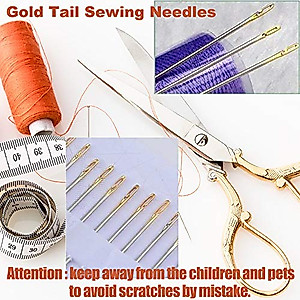self Threading Needles, Needle Threader with Needle case Carving Pattern Golden 12 Pack