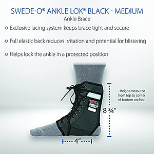 Swede-O Ankle Lok Ankle Brace, Black - Medium